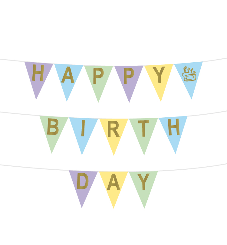 BANDERÍN HAPPY BIRTHDAY COLORES PASTEL