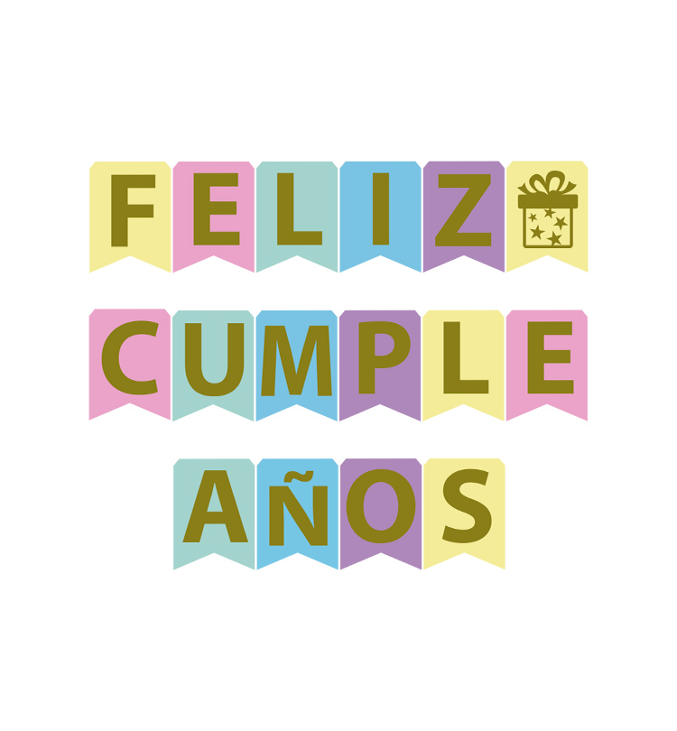 BANDERÍN FELIZ CUMPLEAÑOS COLORES PASTELES